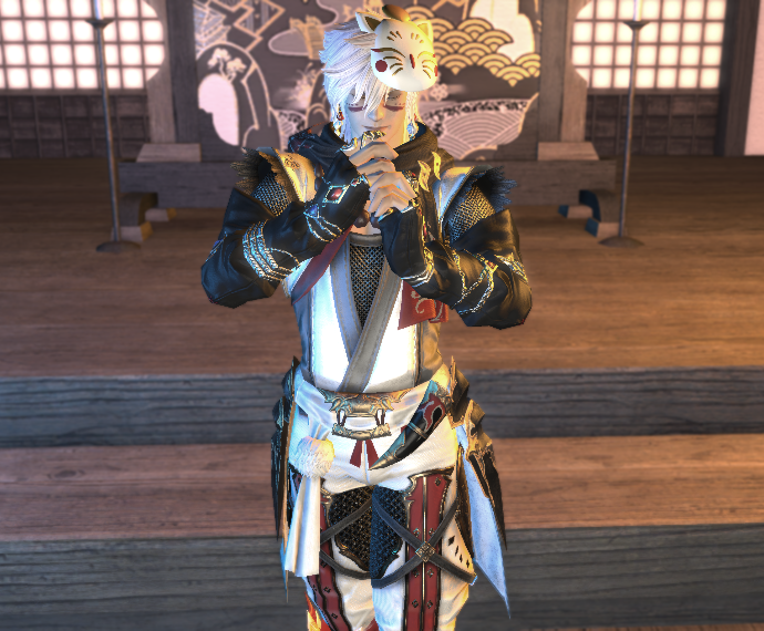 White & Red Traditional Moogle Ninja | Eorzea Collection