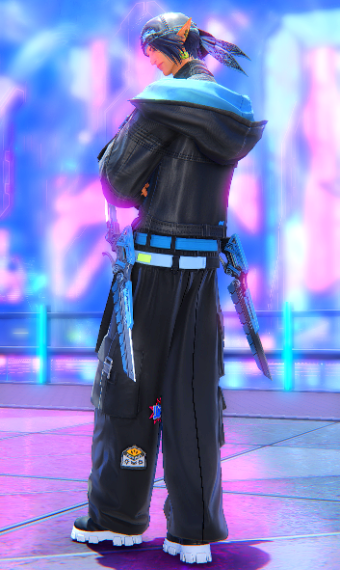 Casual Metallic Blue&Black Techwear | Eorzea Collection